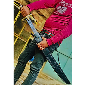 NoonKnives:Ertugrul Series (ErtugrulSword) custom made totally, carbon steel balde handle leather strip