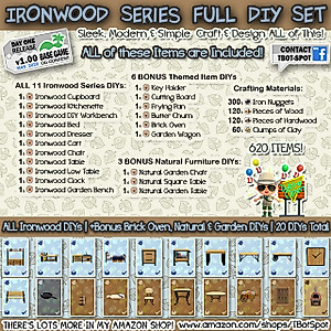 ACNH: Ironwood Series Full Set | All 11 Ironwood DIYs & 9 Bonus DIYs | Crafting Materials | 1.0 Base Game Content