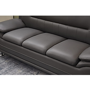 Kingway Faux Leather Living Room Sofas, 3 SEAT, Gray