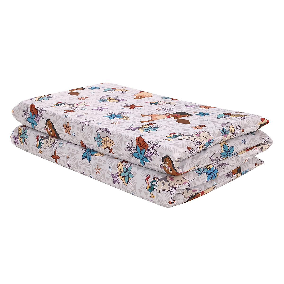 Disney Moana Free as The Ocean Aqua, Purple, Orange, and White Tropical Preschool Nap Pad Sheet