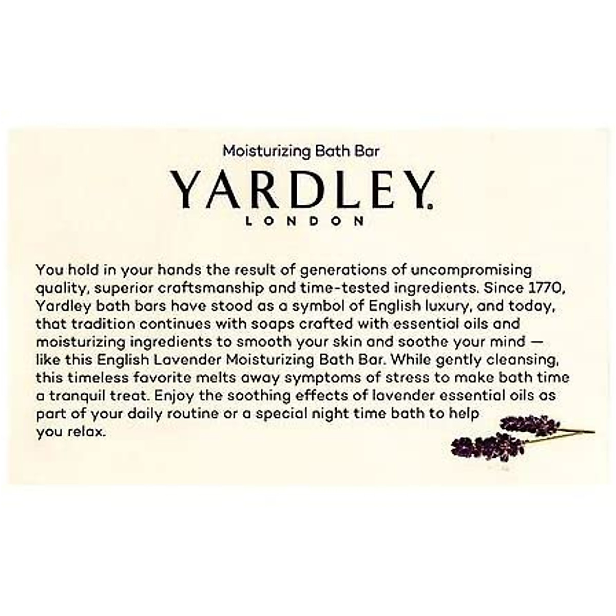 Yardley London English Lavender with Essential Oils Soap Bar, 4.25 oz Bar (Pack of 10)