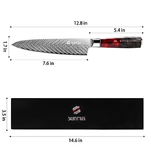 Sunmei Japanese Chef Knife - Japanese High Carbon Stainless Steel Chef's Knives 8 Inch Pro Kitchen Knife with Beautiful Resin handle and Gift Box