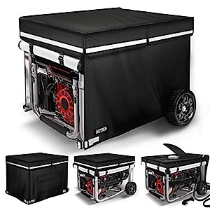 GUYISS Generator Covers While Running, 600D+210D Heavy Duty Waterproof, 32 "Lx24" Wx24 "H Fits Most DuroMax, Westinghouse,Etc 5000W-10000W Frame Generator. All-weather Generator Protective Cover.Black