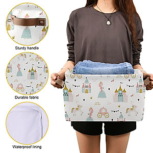 xigua Princess Castle Foldable Canvas Storage Bin, Sturdy Fabric Storage Basket with Handles, Storage Cube Box for Organizing Shelf Nursery Toy Closet 1PCS#1214