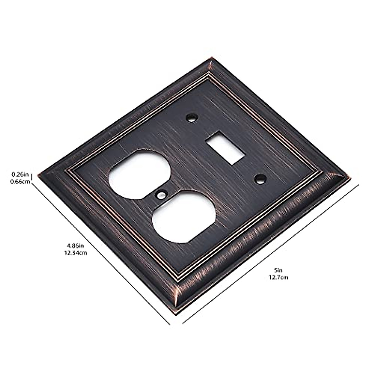 Amazon Basics Decorative 2-Gang Duplex Combination Wall Plate - 2-Pack, Oil Rubbed Bronze