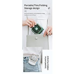 New 2021 Upgrade Handheld Fan Small Personal Fan with 3 Speeds Neck Rechargeable Portable Fan Powerful Mini USB Outdoor Fan Quiet Small Desk Fan Free Angle Good for Travel Home Office School - Green