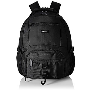 Amazon Basics Multi-Compartment Backpack with Top Handle and Padded Shoulder Straps, Fits up to 15-Inch Laptop - Black