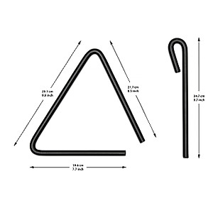 WillourGarbry Triangle Dinner Bell with Striker - Leather Strap, Black, Iron - Complete with Pan- and Grill Scrapers