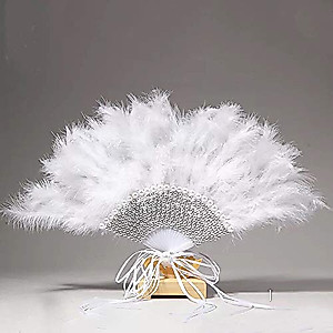 Handmade Wedding Bridal Feather Fans DIY Lace Slik White Ladies Fan for Dance Wedding Decoration DIY Hand Fan Abanicos para Boda