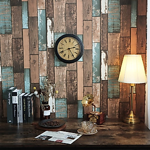 118''x17.7''Wood Wallpaper Peel and Stick Wood Contact Paper Wood Plank Wallpaper Stick and Peel Self Adhesive Wallpaper Removable Wallpaper Rustic Distressed Wood Look Wallpaper Faux Vinyl Roll