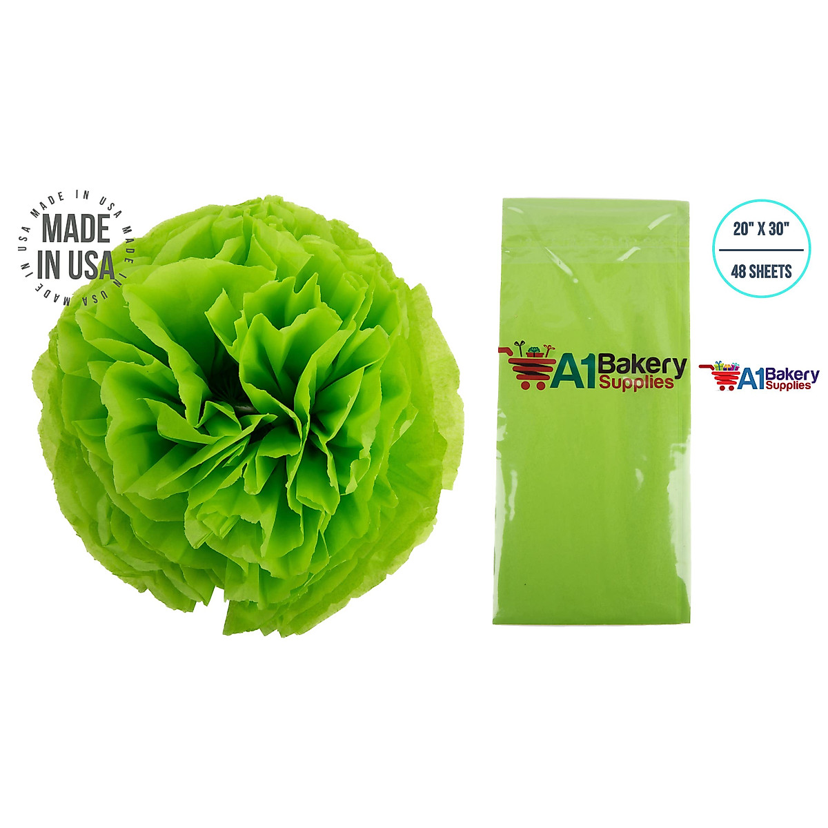 Bright Lime Tissue paper 20 x 30 Color Tissue paper 48 Pack Premium Quality Gift Wrap Tissue paper A1BakerySupplies