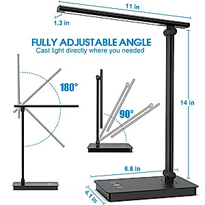 BEYONDOP LED Desk Lamp for Home Office, Desk light Dimmable Eye-caring Reading with 5 Lighting & 5 Brightness Level, Table Light Touch Control Foldable Table Lamp for Bedside Office Study Reading Work