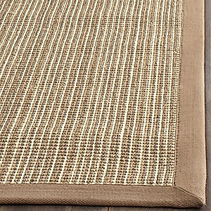 SAFAVIEH Natural Fiber Collection 2' x 6' Tan / Tan NF442D Border Stripe Sisal Runner Rug