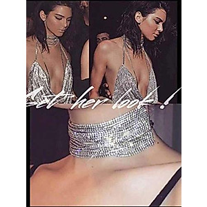 Nicute Layered Rhinestone Choker Sparkly Crystal Necklace Diamond Statement Necklace Jewelry for Women (Silver)