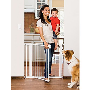 Munchkin® Easy Close Pressure Mounted Baby Gate for Stairs, Hallways and Doors, Walk Through with Door, Metal, White, 35x29.5 Inch (Pack of 1)