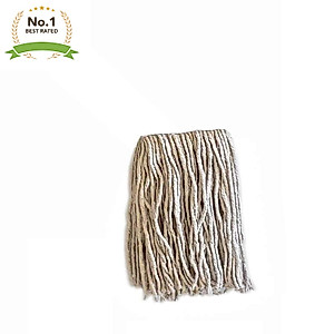 Premium Industrial Strength Heavy Duty Looped-End String Mop Floor Cleaning Kitchen Office (Mop with Metal Push)