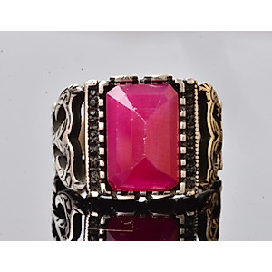 Real Genuine Ruby Gemstone Ring, 11.55 Carat, Sterling Silver Ring, Silver Ring Gemstone Band