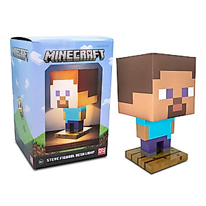 Minecraft Steve Figural 13-Inch LED Desk Lamp | Mood Light For Nightstand Table, Shelf