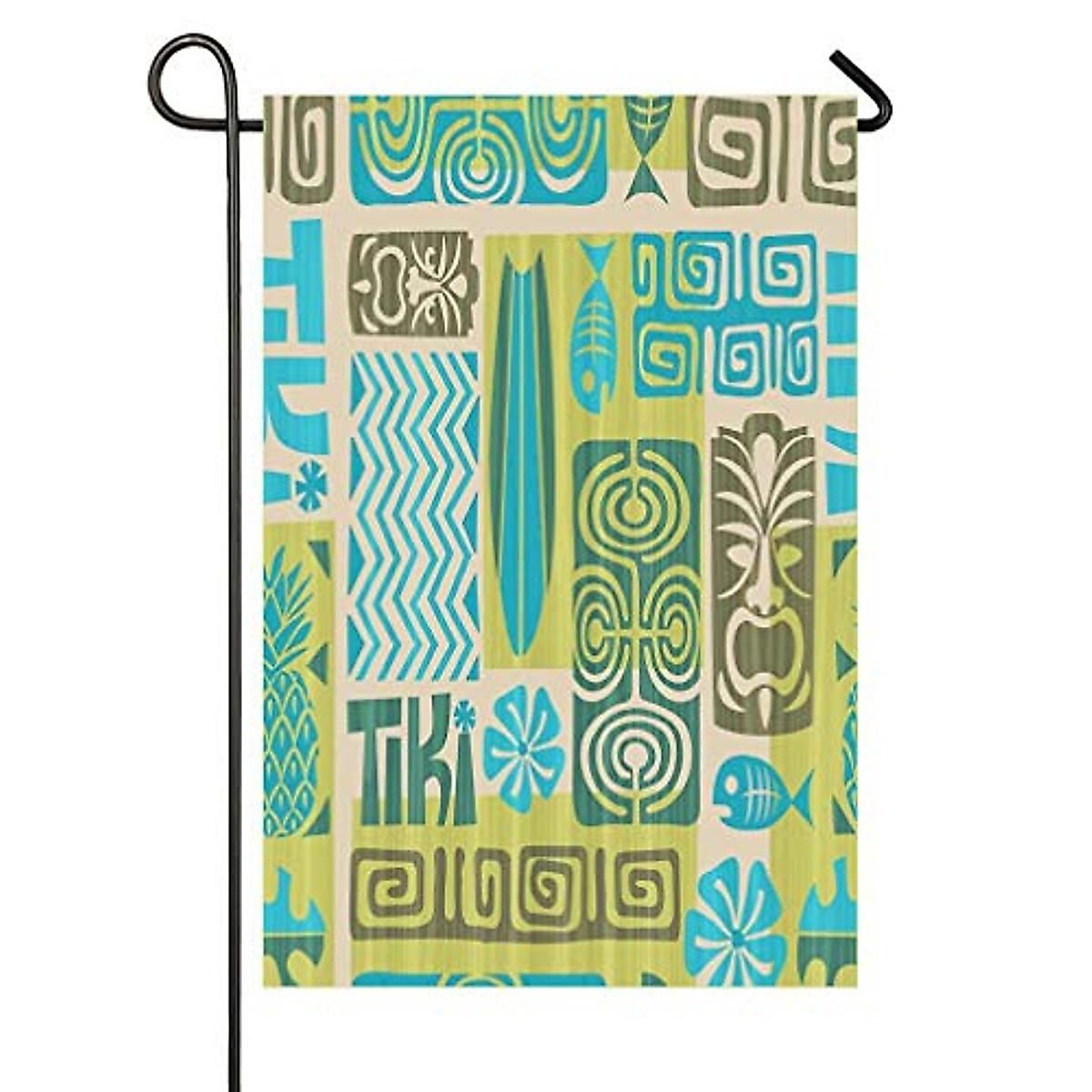 AnleyGardeflagsU Hawaiian Tiki Tribal Mask Seamless Retro Tiki Pattern Garden Flag for Garden Decorations Party Supplies