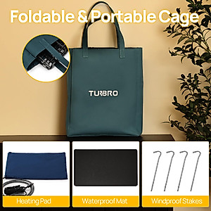 TURBRO Heated Cat House Outdoor, Insulated and Weatherproof Iron Shelter for Feral and Cats Outside, Heating Pad Bed with 14.7ft Anti-Bite Cord, UL Test Passed, Blue