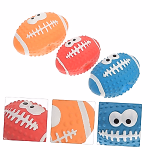 Didiseaon 3pcs Latex Squeaky Rugby Dog Toy Pet Squeaky for Outdoor Play Random Color