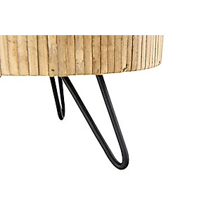 Creative Co-Op 9.75" R Decorative Woven Rattan Metal Clothespin Feet Pedestal, 9.75" x 5.5", Beige