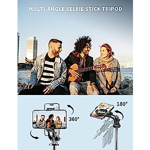 71" Phone Tripod & Selfie Stick, All in One Extendable Cell Phone Tripod with Wireless Remote, Tripod Stand for iPhone & Travel Tripod 360° Rotation Compatible with iPhone Android Phone, Camera