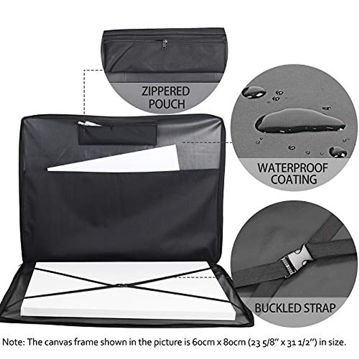 JJRING Art Portfolio Case, Wire Framed Nylon Portfolio Tote, Art Storage Bag in 37 Inches by 28 Inches, Great Art Carrying Bag for Artworks, Posters, Drawings, Prints(Black)