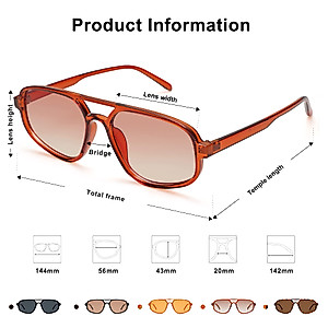 SOJOS Aviator Sunglasses for Women & Men, Retro, Double Bridge, Trendy lightweight, 90s Shades (SJ2247, Brown Transparent Brown)