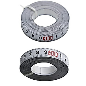 Meichoon Self-Adhesive Measuring Tape Sticky Steel Ruler Tape 1/2 x 16 ft, 5 m Left-Right Reading DC713