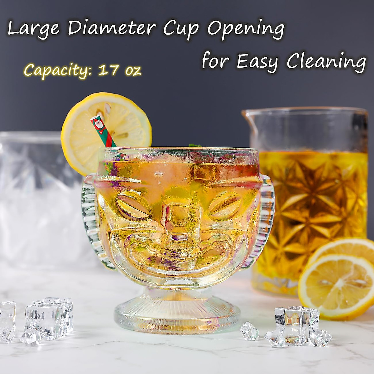 Gusnilo Tiki Glasses Tiki Cups Cocktail Glasses 17oz Bar Glasses Wine Glasses Cocktail Glass Set,Tiki Bar 500 Ml For Home Bar Party Mojito Glass For Cocktails Tiki Mug Bar Glassware 4pcs