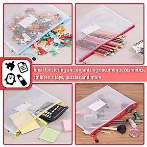 Mr. Pen- Mesh Zipper Pouch, A4, 6 Pack, Zipper Pouch with Label Pocket, Plastic Mesh Zipper Pouch, Large Mesh Zipper Pouch, Mesh Zipper Pouch Large, Zipper Pouch Bags, Board Game Storage