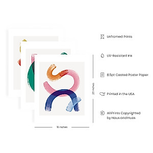 Haus and Hues Geometric Wall Art - 3 Piece Canvas Wall Art, Abstract Canvas Wall Art, Modern Art, Abstract Art, Modern Art Wall Decor, Minimalist Wall Decor, Contemporary Wall Art (Black Frame, 16X20)