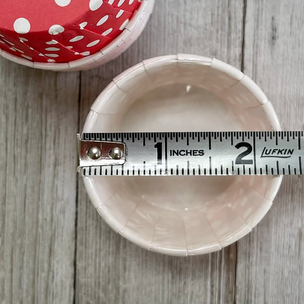 Red Bulk MINI Candy Nut Paper Cups- Christmas Valentine 4th of July Party Supply - Mini Baking Liners - Red Polka Dot - 100 Pack