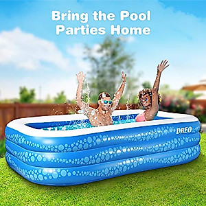 Hesung Inflatable Swimming Pool, 95" X 56"X 21" Family Kiddie Pool for Toddlers, Infant, Adult, Full-Sized Inflatable Blow Up Pool for Ages 3+, Outdoor, Garden, Backyard, Summer Swim Center, Navy Blue