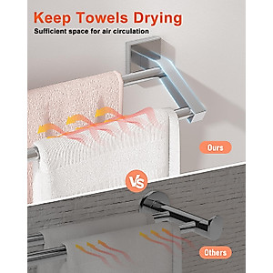 Alise Bath Double Towel Bars Towel Racks for Bathroom,Wall Mount Towel Holder Heavy Duty SUS304 Stainless Steel Towel Hanger Towel Rail,Brushed Nickel,24 Inch