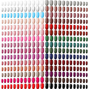 Maitys 720 Pieces 30 Sets Medium Square Press on Nails Glossy Fake Nails Solid Color Artificial Tips Full Cover for Women Girls Ballerina DIY(Classic Colors)