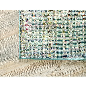 Unique Loom Vita Collection Over-Dyed Southwestern Tribal Vintage Area Rug, Rectangular 5' 0" x 8' 0", Turquoise/Yellow