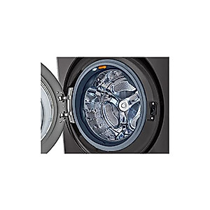 LG WKGX201HBA 27 Inch Smart Gas Single Unit WashTower with 4.5 cu. ft. Washer Capacity, 7.4 cu. ft. Dryer Capacity, TurboWash™360° Technology, LG ThinQ® Technology, AI Fabric Sensor, Black Steel