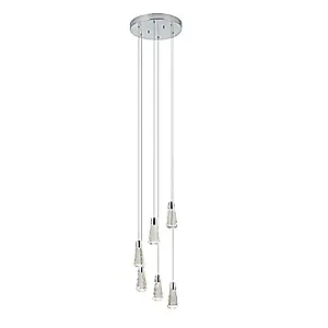 Globe Electric 69989 Harland 30W LED Integrated 6-Light Chandelier, Chrome, Clear Glass Shades, Dimmable, 1500 Lumens, 3000 Kelvin (Warm White), 80 CRI