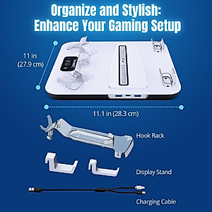 TNP Cooling Stand for PlayStation 5 with Cooling Fan & Charging Station - 4 Speed Modes Cooling Fan for PS5, Multiple Controller Charger Stand for PS5 Controllers, Display Stand for PS5 Headset
