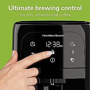 Hamilton Beach One Press Programmable Dispensing Drip Coffee Maker with 12 Cup Internal Brew Pot, Removable Water Reservoir, Black Next Gen (47600)