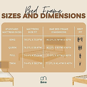 Bme Nipe King 14 Inch Bohemian Bed Frame with Adjustable Woven Headboard - Rustic & Vintage Unique Style with Rubber Wood - No Box Spring Needed - Easy Assembly - Natural