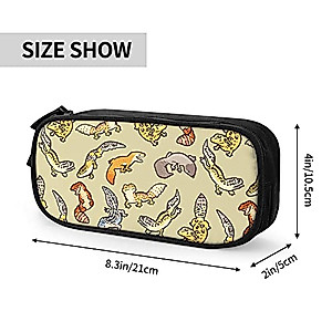 Gesey-R4T Cartoon Cute Leopard Gecko Pattern Pen Pencil Case Bag Big Capacity Multifunction Storage Pouch Organizer with Black One Size