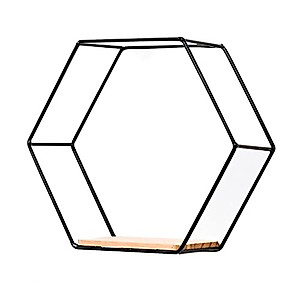EYHLKM Iron Wall Shelf Ornaments Wall-Mounted Hexagonal Iron Shelf Storage Rack TV Background Bedroom Bedside Pendant (Color : D)