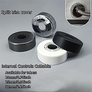 cuttable Wall Split Flange, Split ABS Lightweight Escutcheon Cover Plate,Chrome,for 21/26/33mm(0.8/1.0/1.2in) Copper, PEX Pipe (Tall 10mm Black)