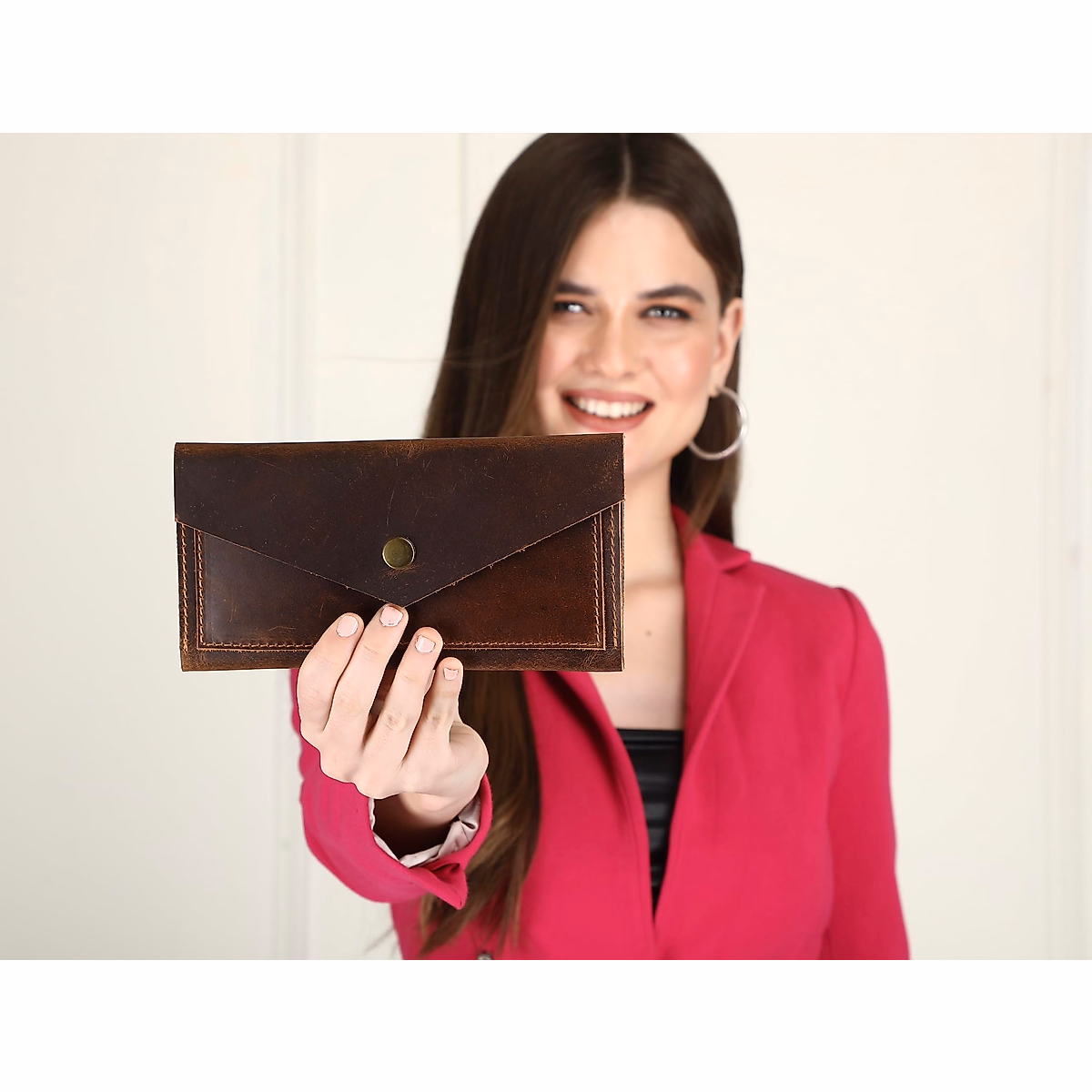 The Antiq Leather Currency Pouch, Money Organiser, Coin Purse, Retro Clutch Wallet for Men & Women, Cash Wallet, Cash Envelope, Currency Pouch with Mobile Pocket