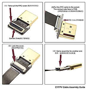 cablecc CYFPV FPV HDMI Male to Up Angled 90D HDMI Male HDTV FPC Flat Cable for FPV HDTV Multicopter Aerial Photography (20cm)