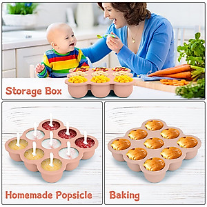 KingKam Baby Food Storage Container - 9x2.5oz Silicone Freezer Tray with Clip-on Lid - Oven & Dishwasher Safe- Easy-Out Portions, 100% Food Grade Safe