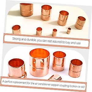 Angoily 15 Pcs Copper Air Conditioning Copper Tube Straight Connector Tubing Coupling Copper Coupling Brass Pushfit Fittings Straight Coupling Brass Fittings Isometric Copper Fittings